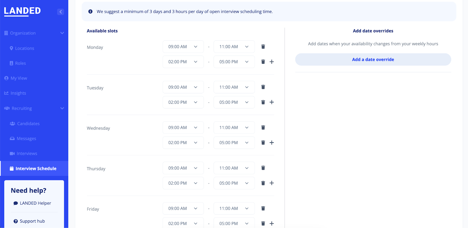 How to Update Interview Availability – LANDED Support Hub